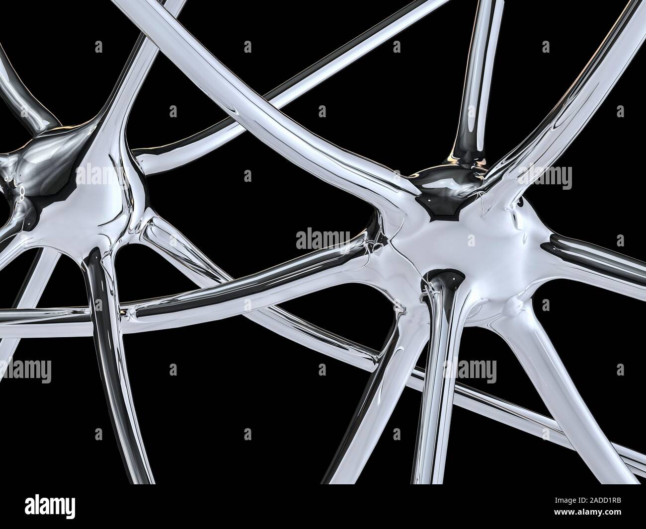 Two nerve cells, illustration. Nerve cells, or neurons, relay ...