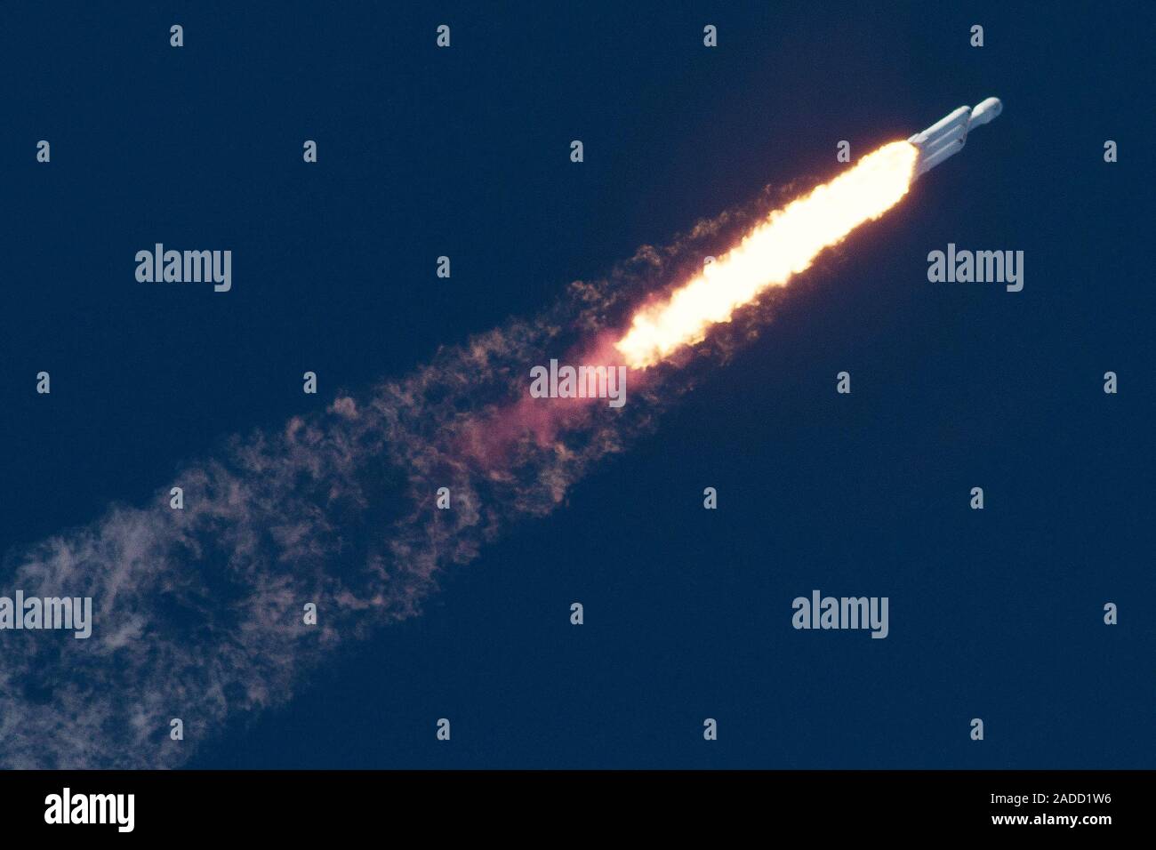 Falcon Heavy in flight for the first time, 6th February 2018. Falcon ...