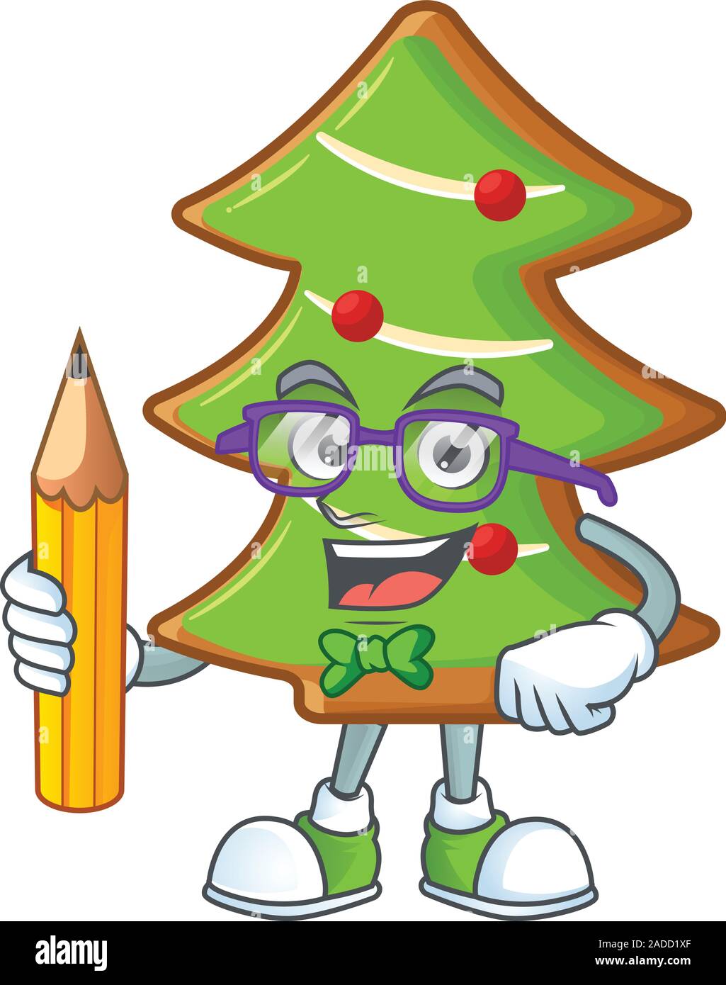 Cool smart Student trees cookies character holding pencil Stock Vector ...