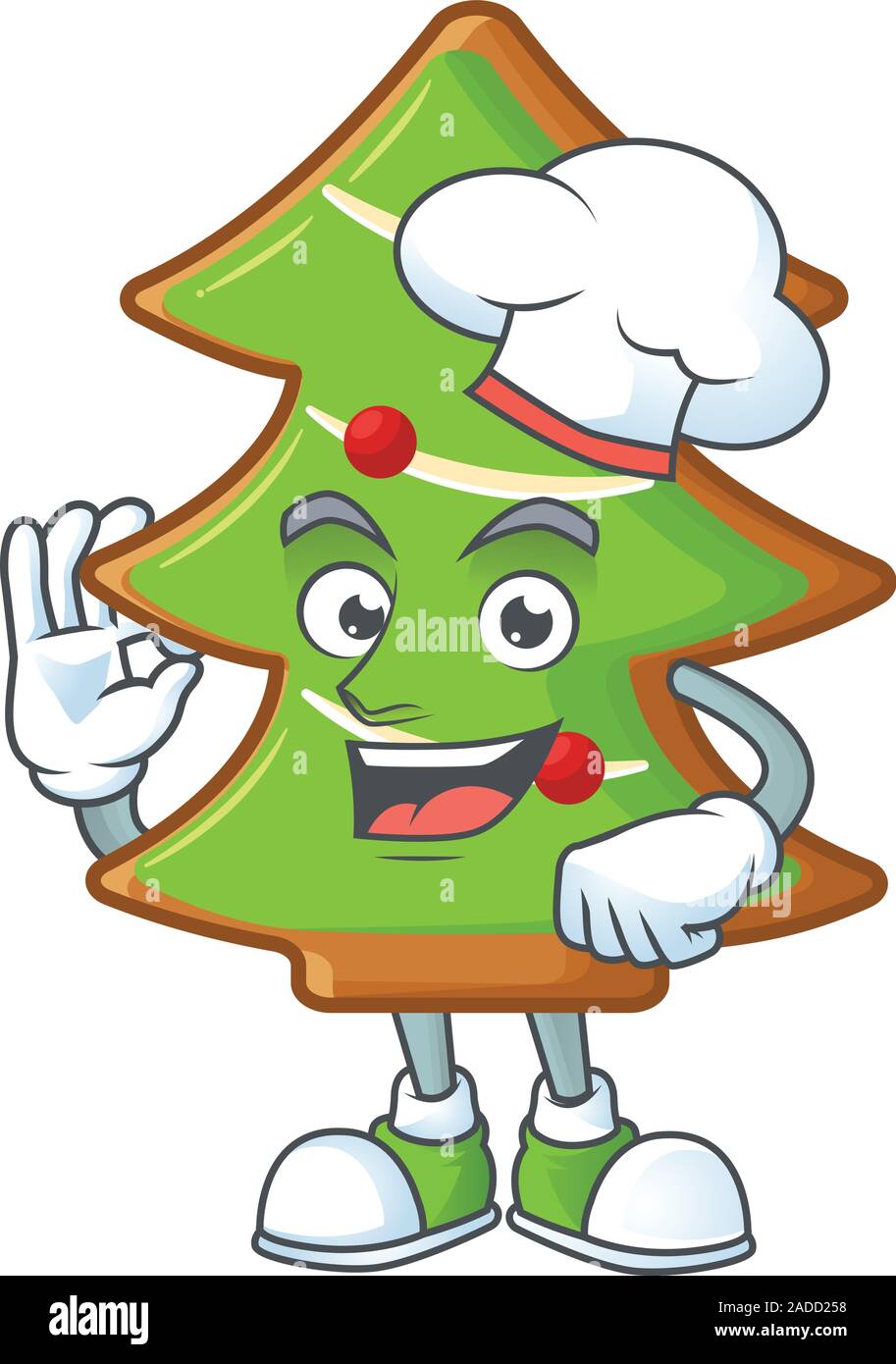 Happy Chef trees cookies cartoon character with white hat Stock Vector ...