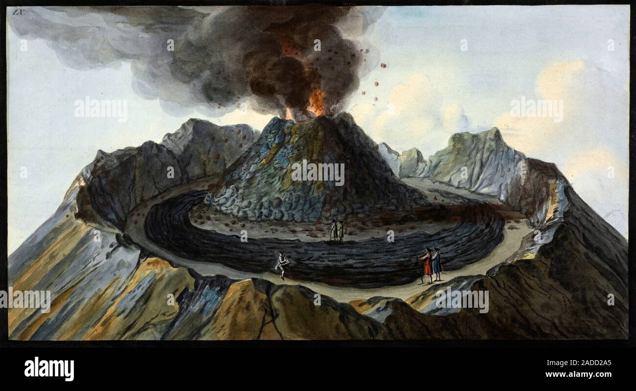 Mount Vesuvius before eruption. 18th-century illustration of an ...