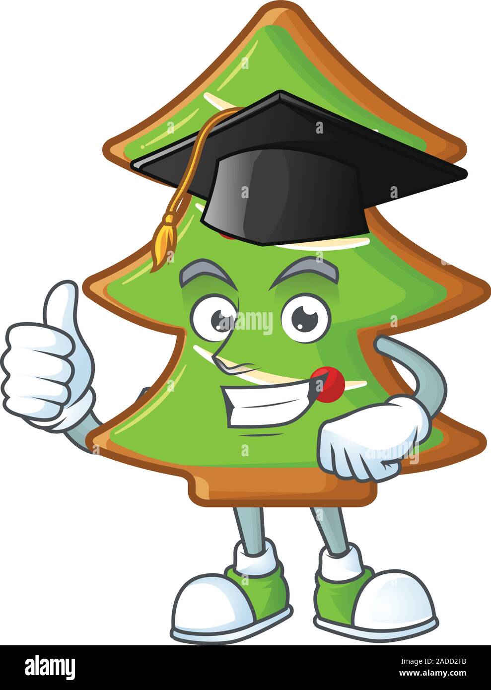 Happy trees cookies wearing a black Graduation hat Stock Vector Image ...