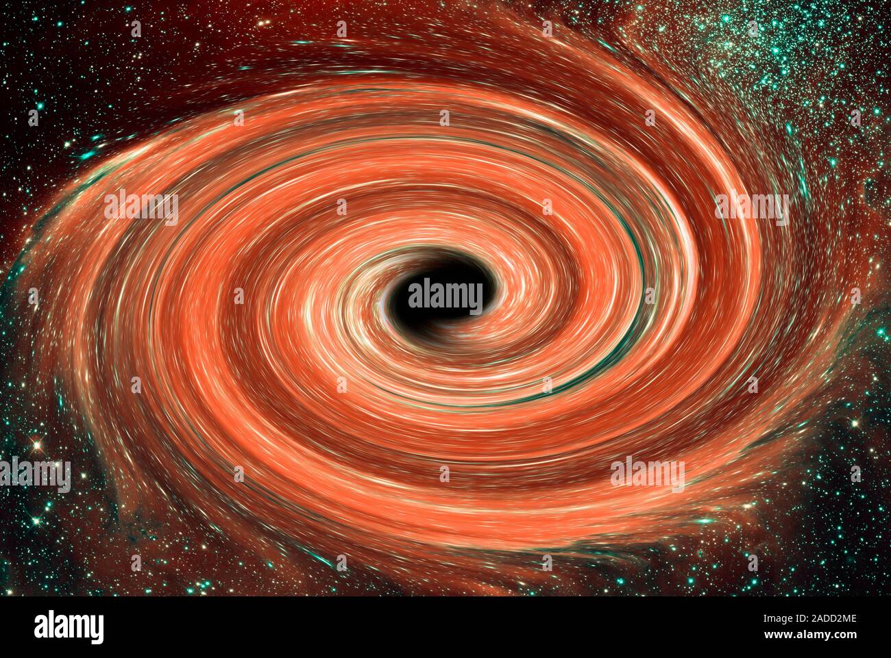 Black hole. Illustration of a black hole, an object that forms when the ...