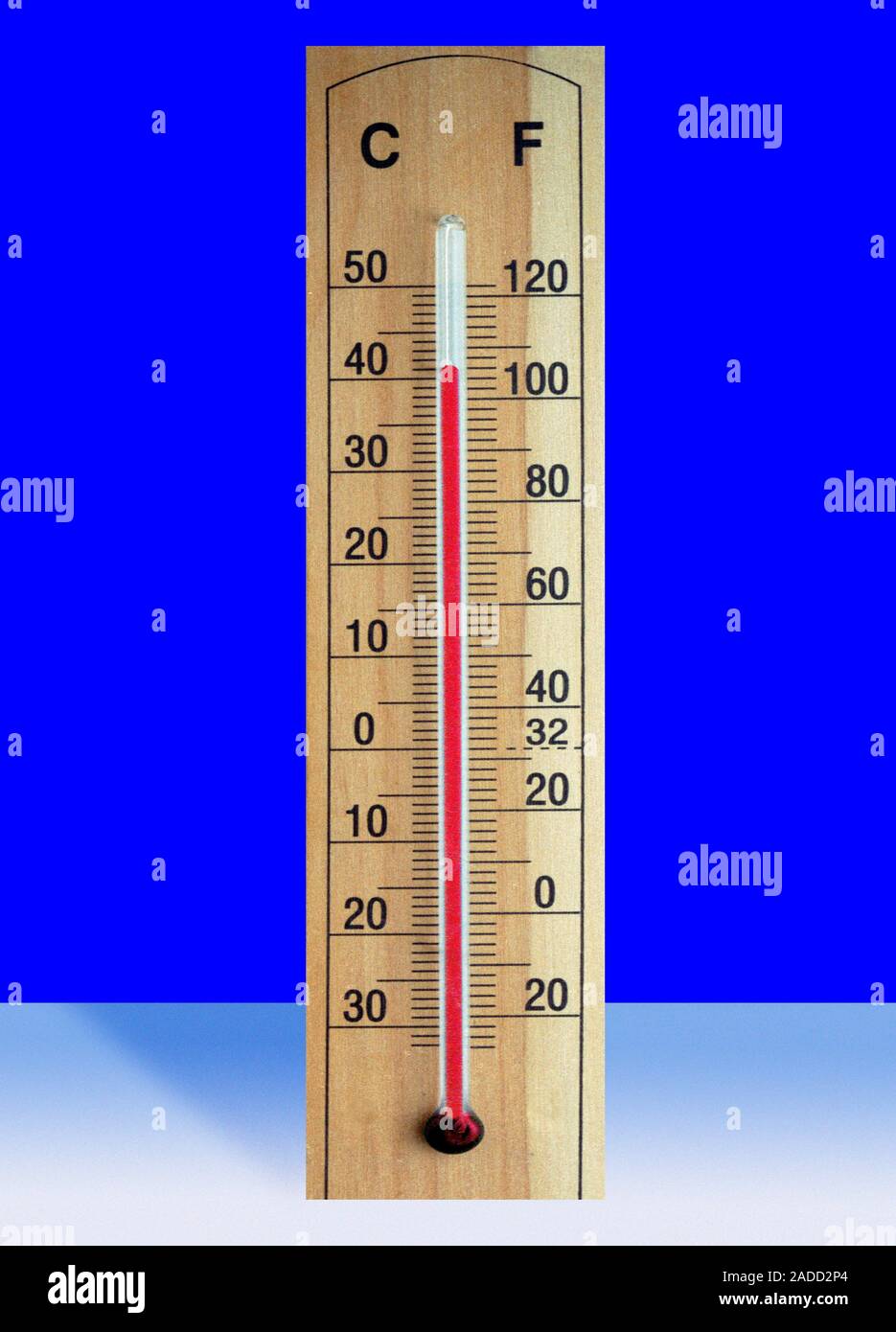 Climate change. Conceptual illustration of a thermometer displaying ...