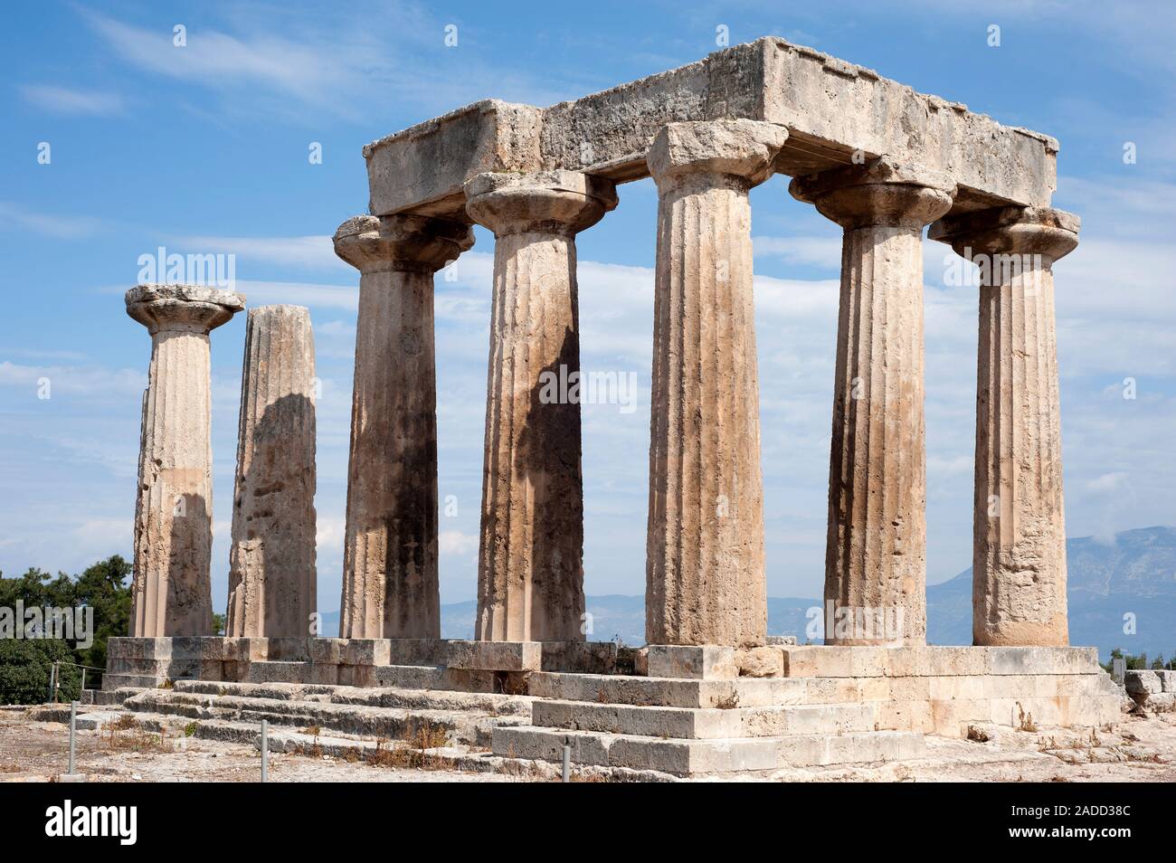 Temple of Apollo in Corinth, Greece. Ruins of the Doric temple of ...