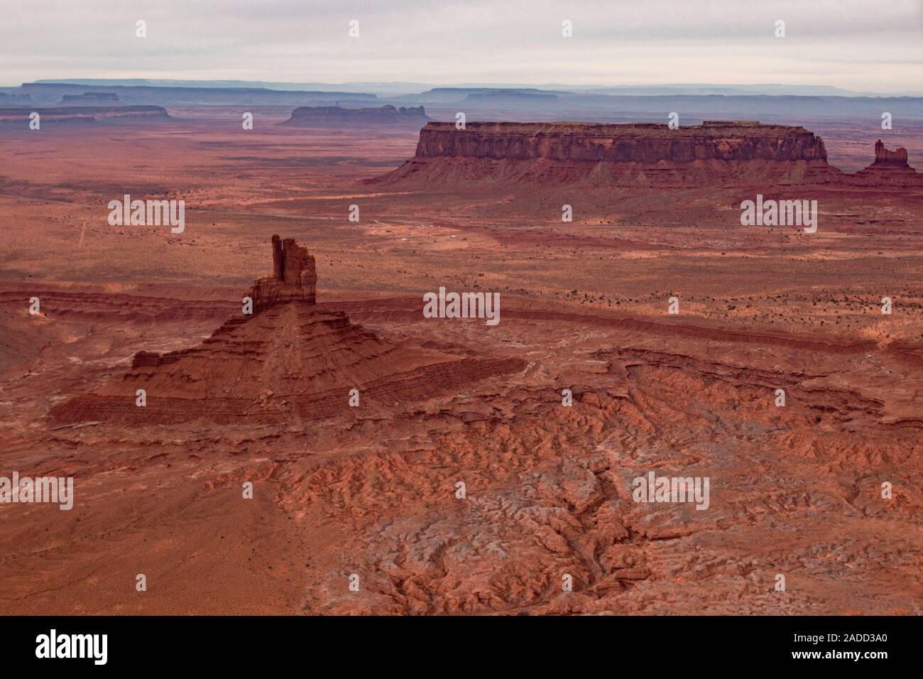 Aerial photograph of Monument Valley rock formations, Arizona, USA ...