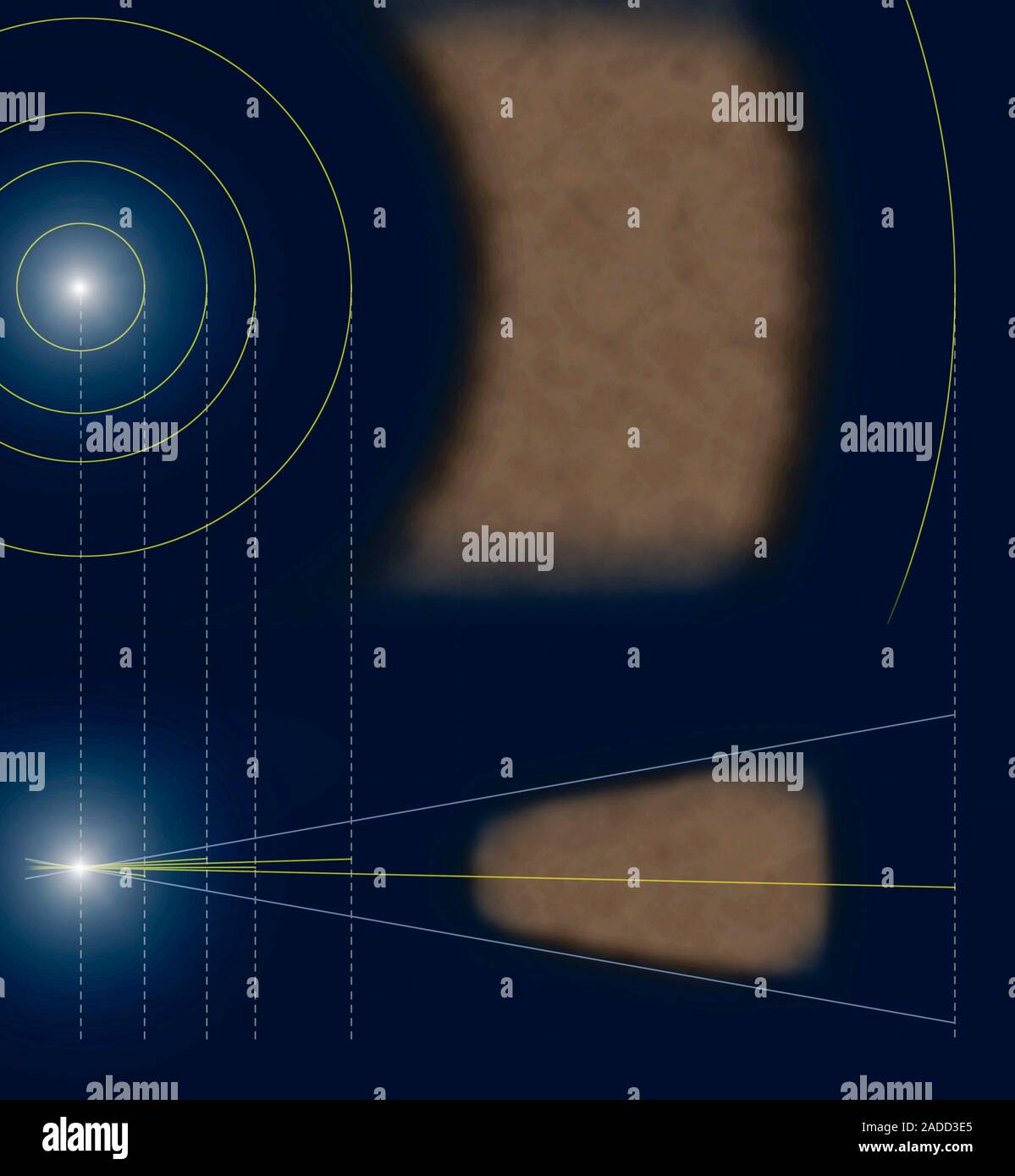 Schematic illustration showing the layout and position of the asteroid ...
