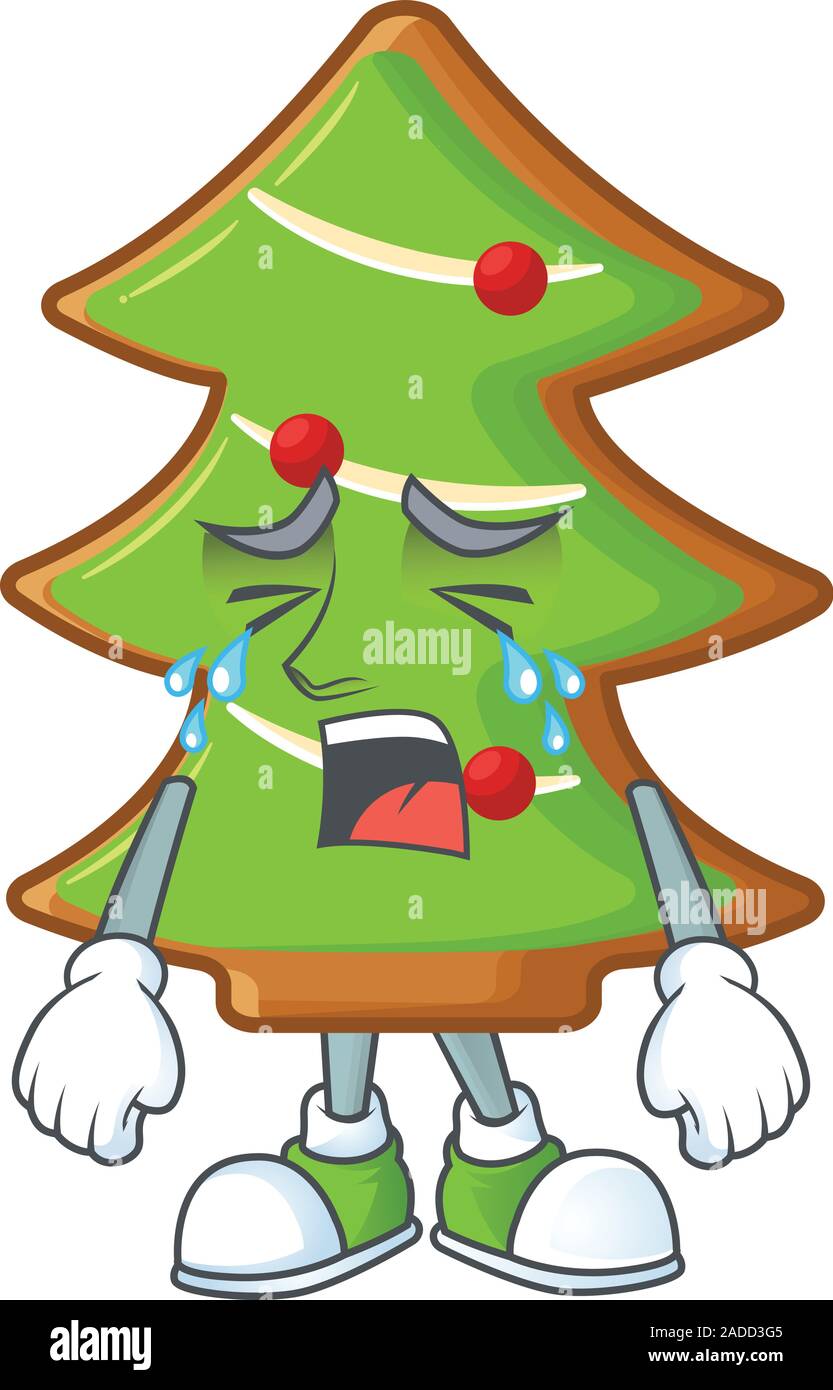 Sad Crying trees cookies cartoon character design style Stock Vector ...