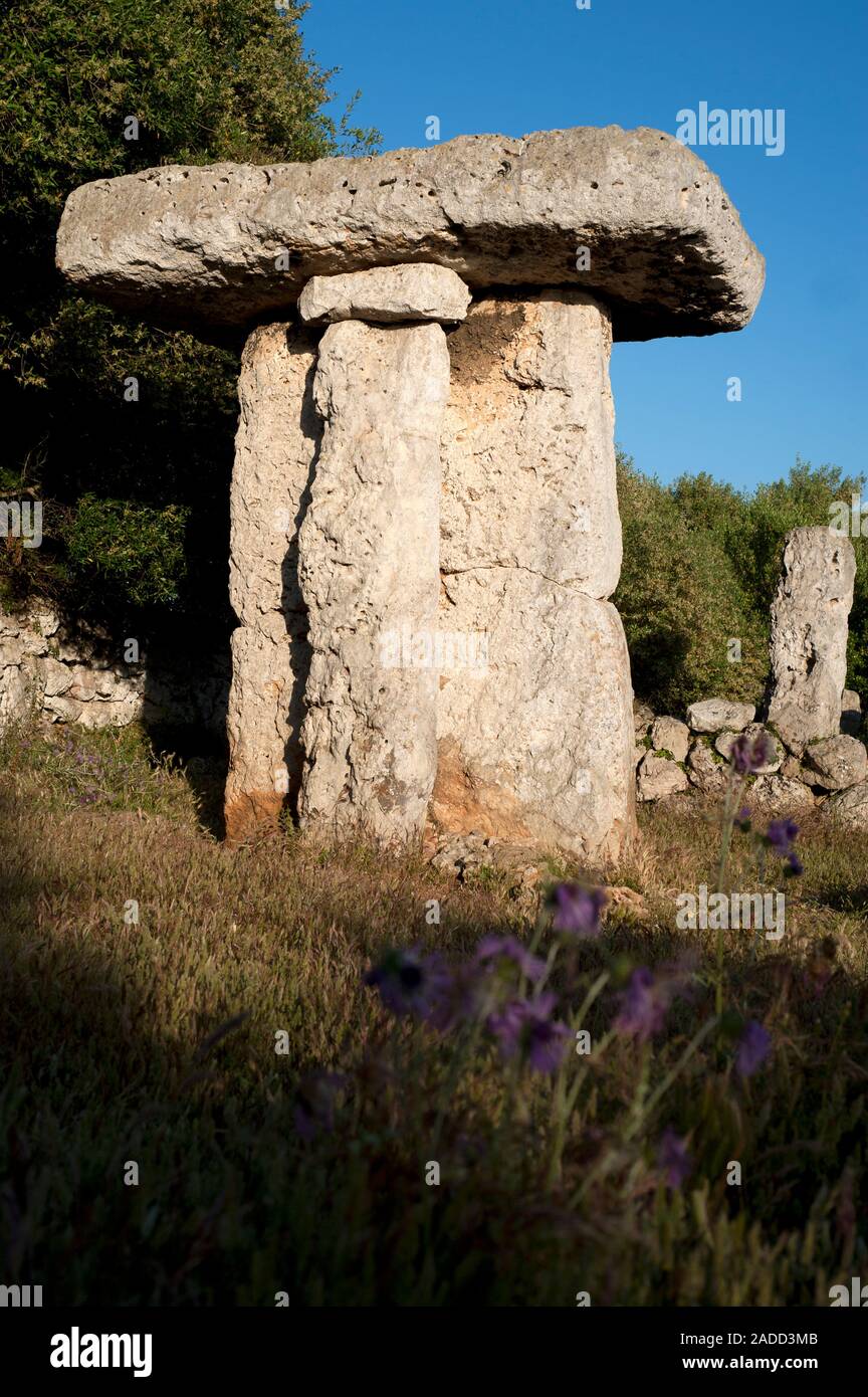 Talaiotic prehistoric monument, Menorca. This stone monument (taula) is ...