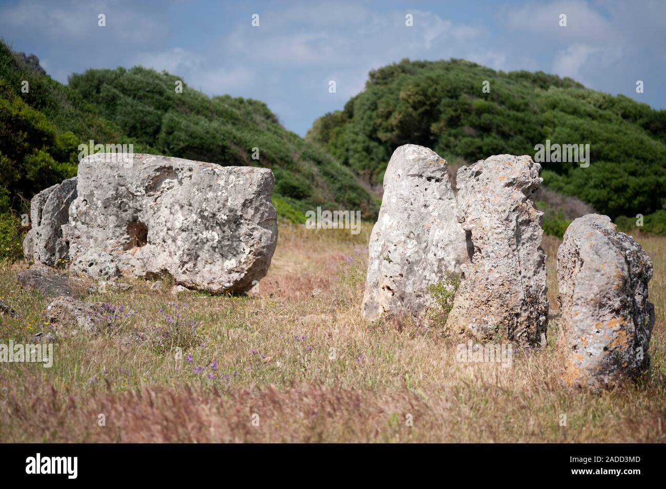 Talaiotic prehistoric site, Menorca. These megalithic stones are part ...