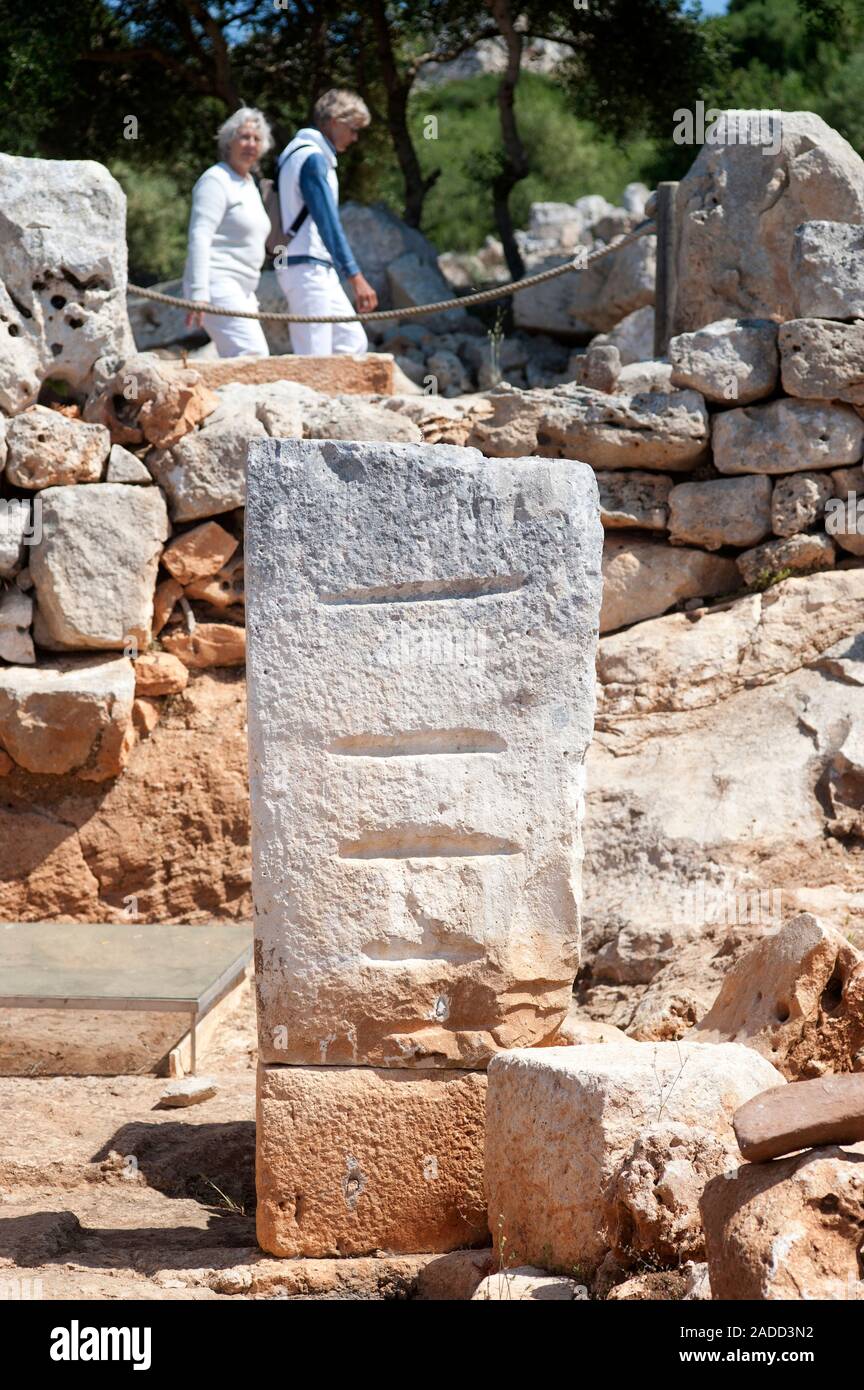 Talaiotic prehistoric site, Menorca. These stone monuments (taulas) and ...
