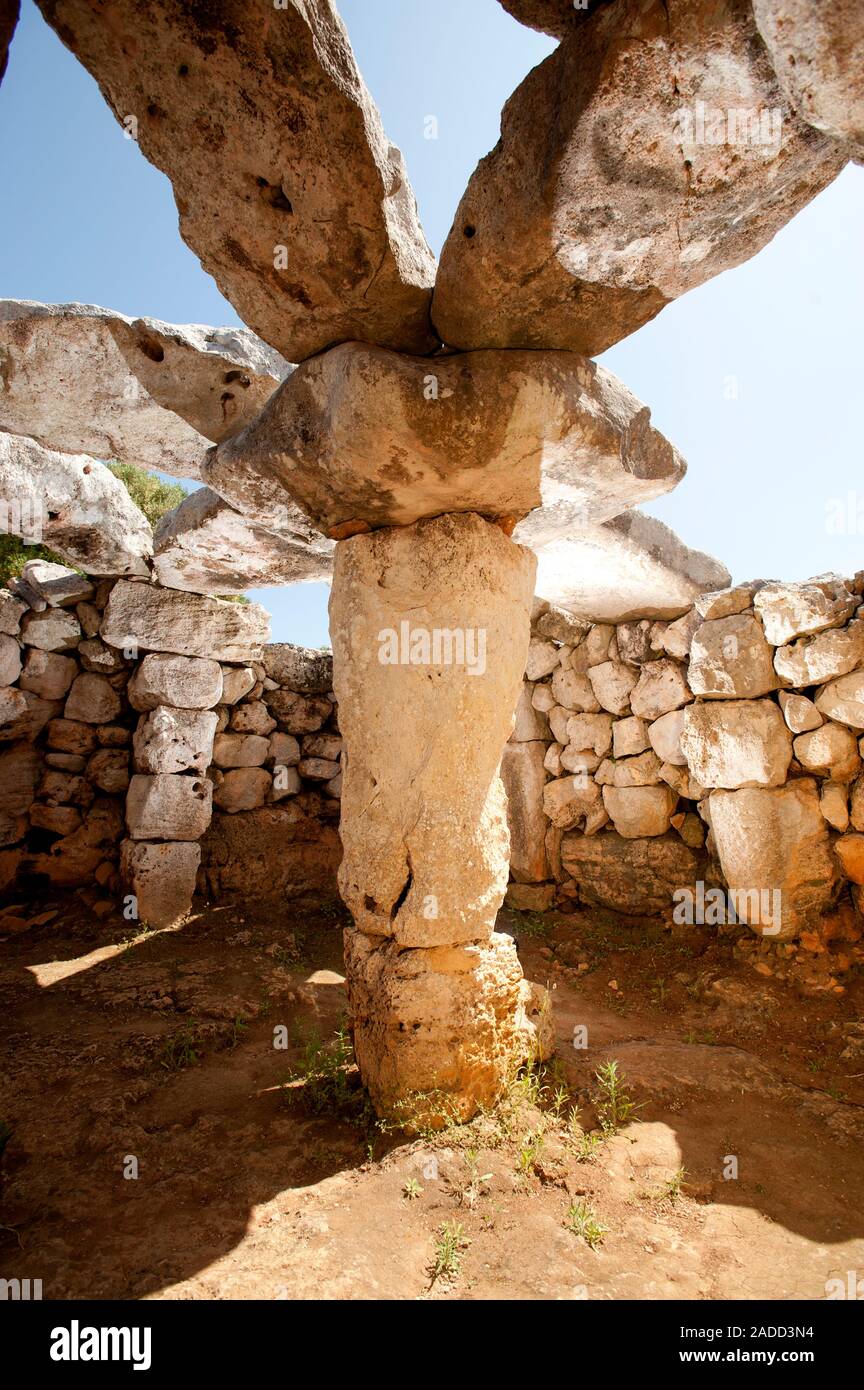 Talaiotic prehistoric site, Menorca. These stone structures are part of ...