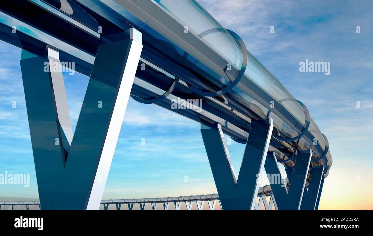 Hyperloop transport. Artwork of a planned high-speed transportation ...