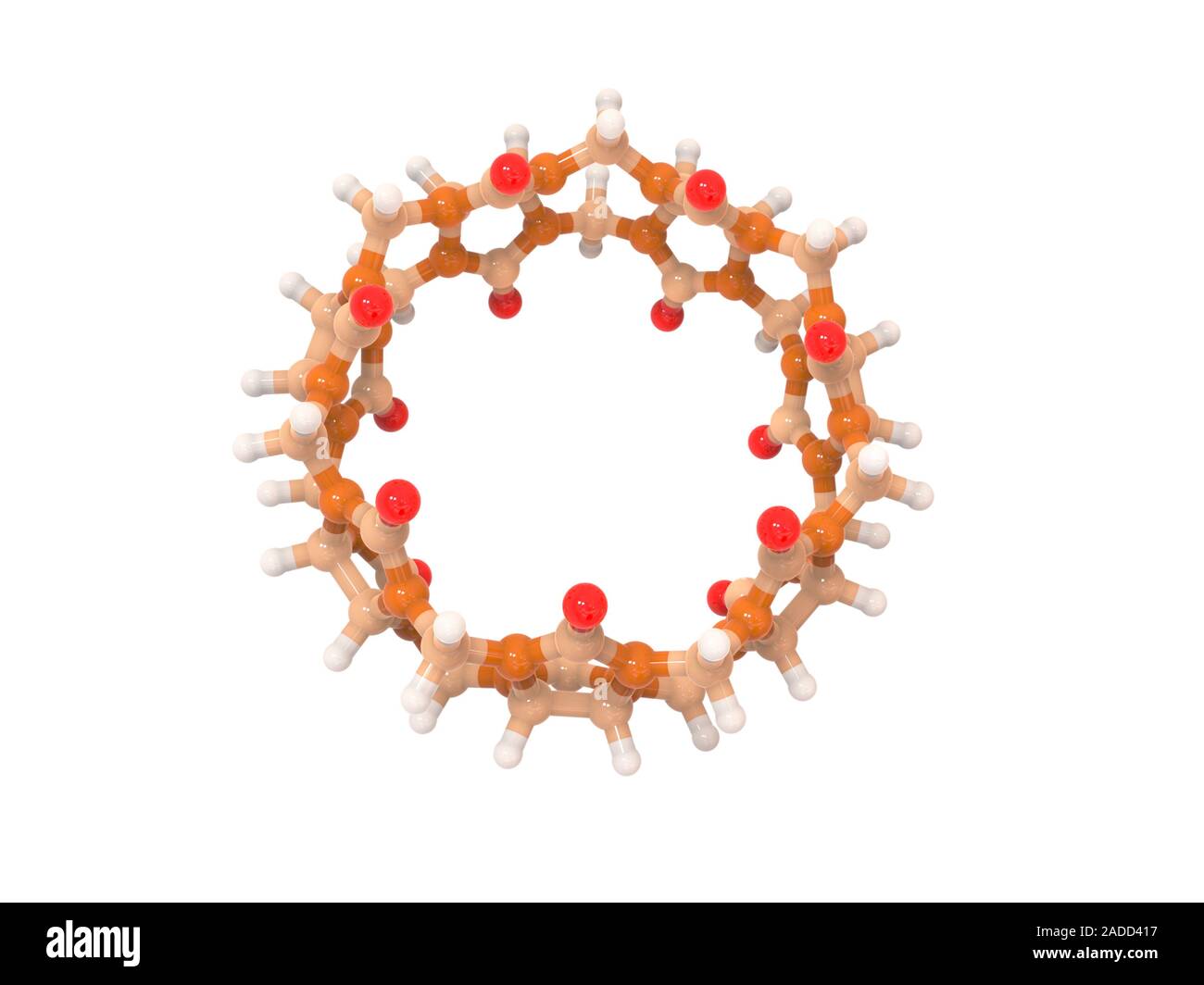 Cucurbituril cyclic macromolecule. Molecular model of the macrocycle ...