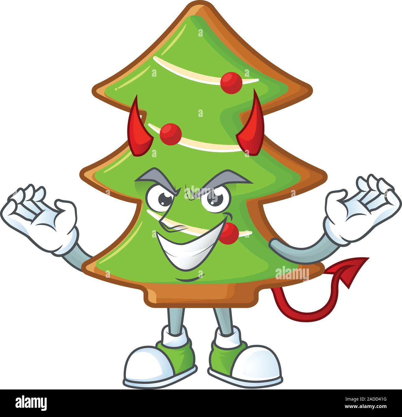mascot cartoon of trees cookies on a Devil gesture design Stock Vector ...
