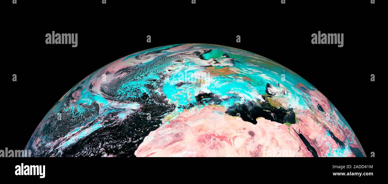 2018 European cold wave, satellite image. North is at top. Europe is at ...