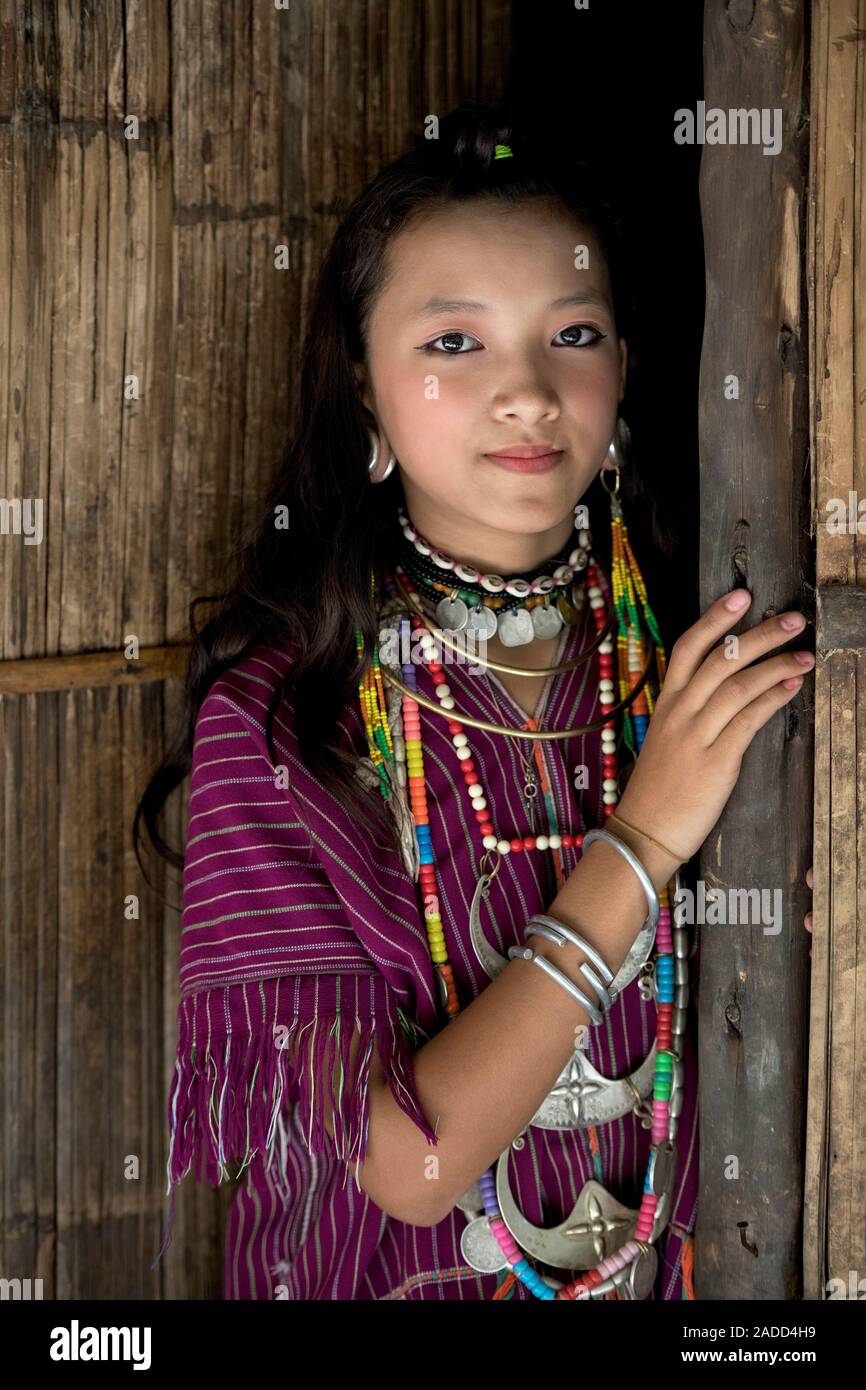 Twelve year old Kayaw girl from Myanmar living at the Baan Tong Luang ...