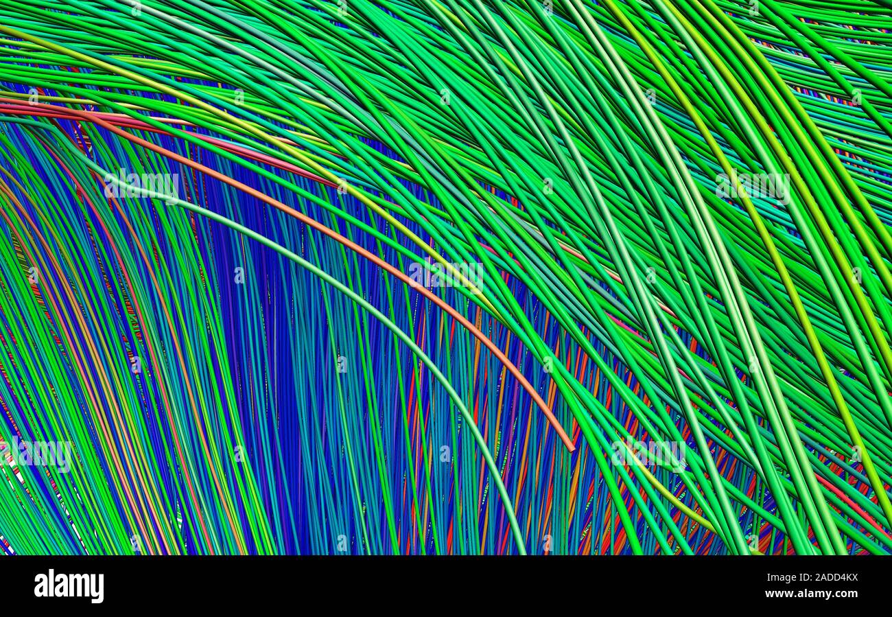 Diffusion tensor imaging (DTI) scan. Shown are the reconstructed white ...