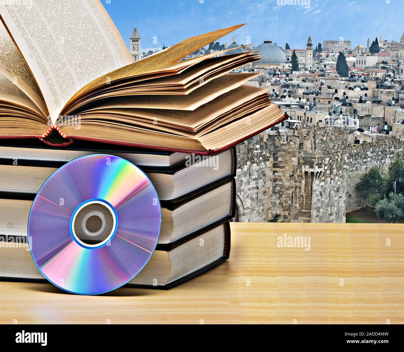 Pile books dvd disk hi-res stock photography and images - Alamy