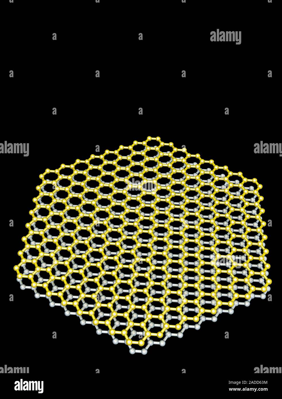 Two-dimensional graphene superconductor. Computer illustration showing ...