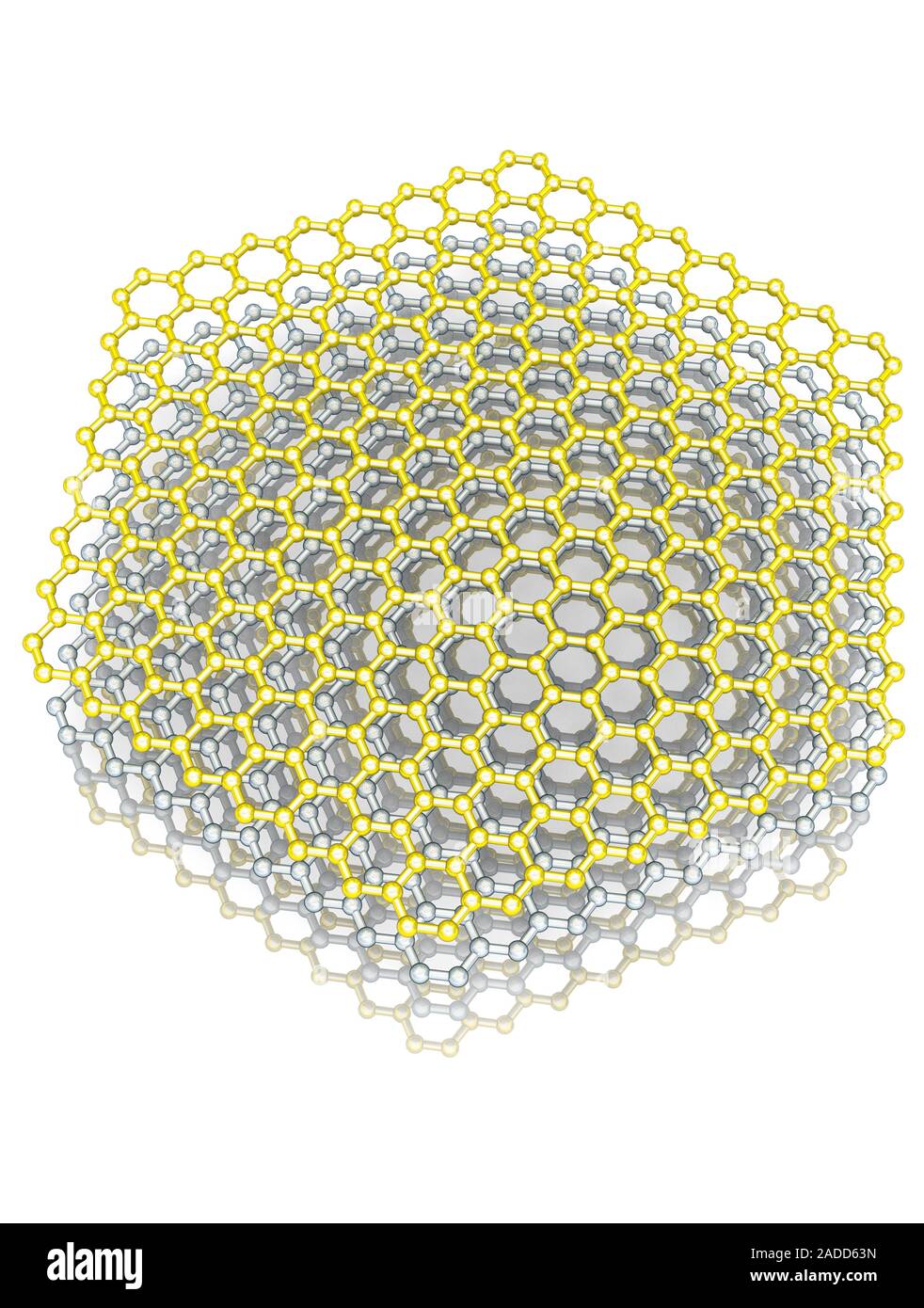Two-dimensional graphene superconductor. Computer illustration showing ...