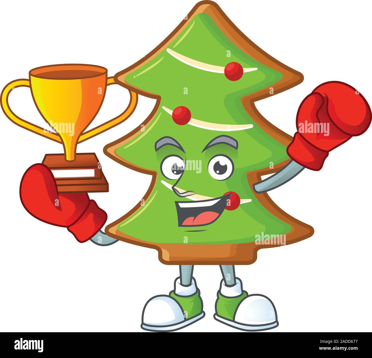 Super cool Boxing winner trees cookies in mascot cartoon style Stock ...