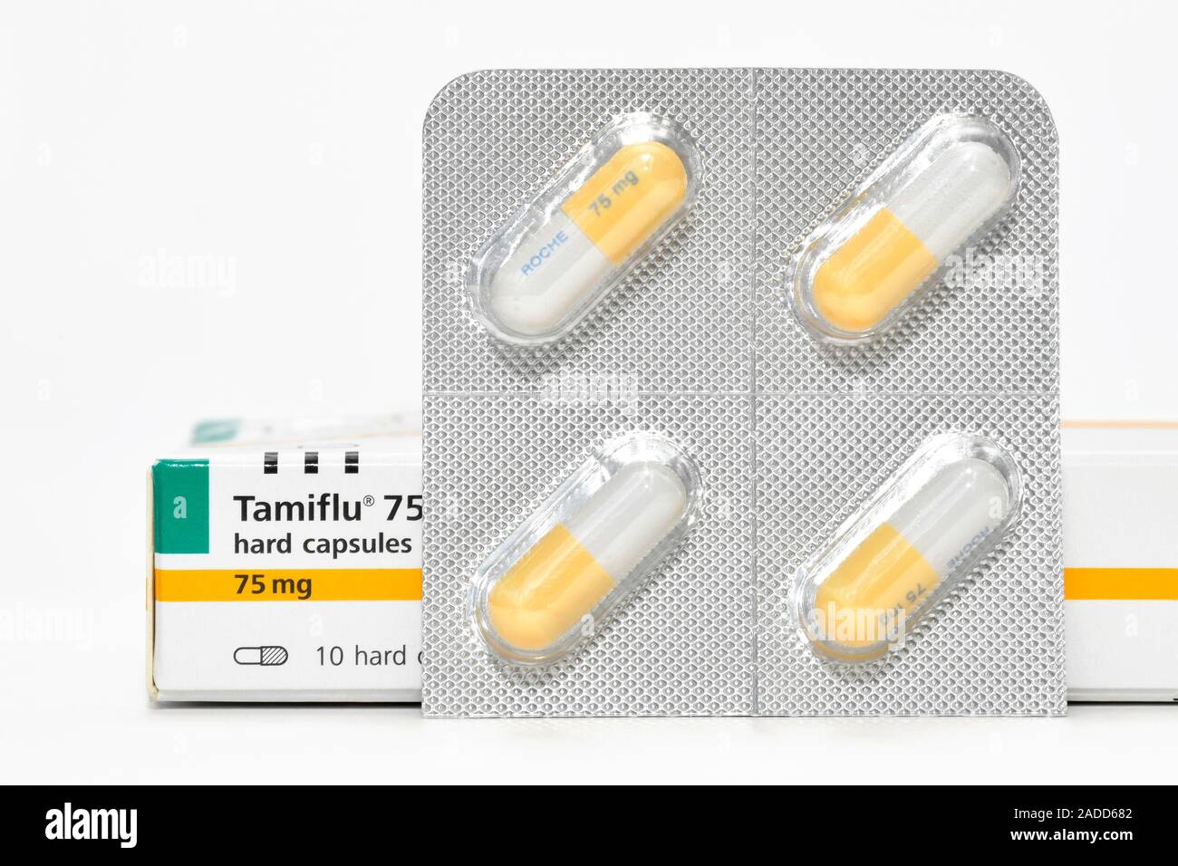 Oseltamivir antiviral drug. Packaging and capsules of oseltamivir ...