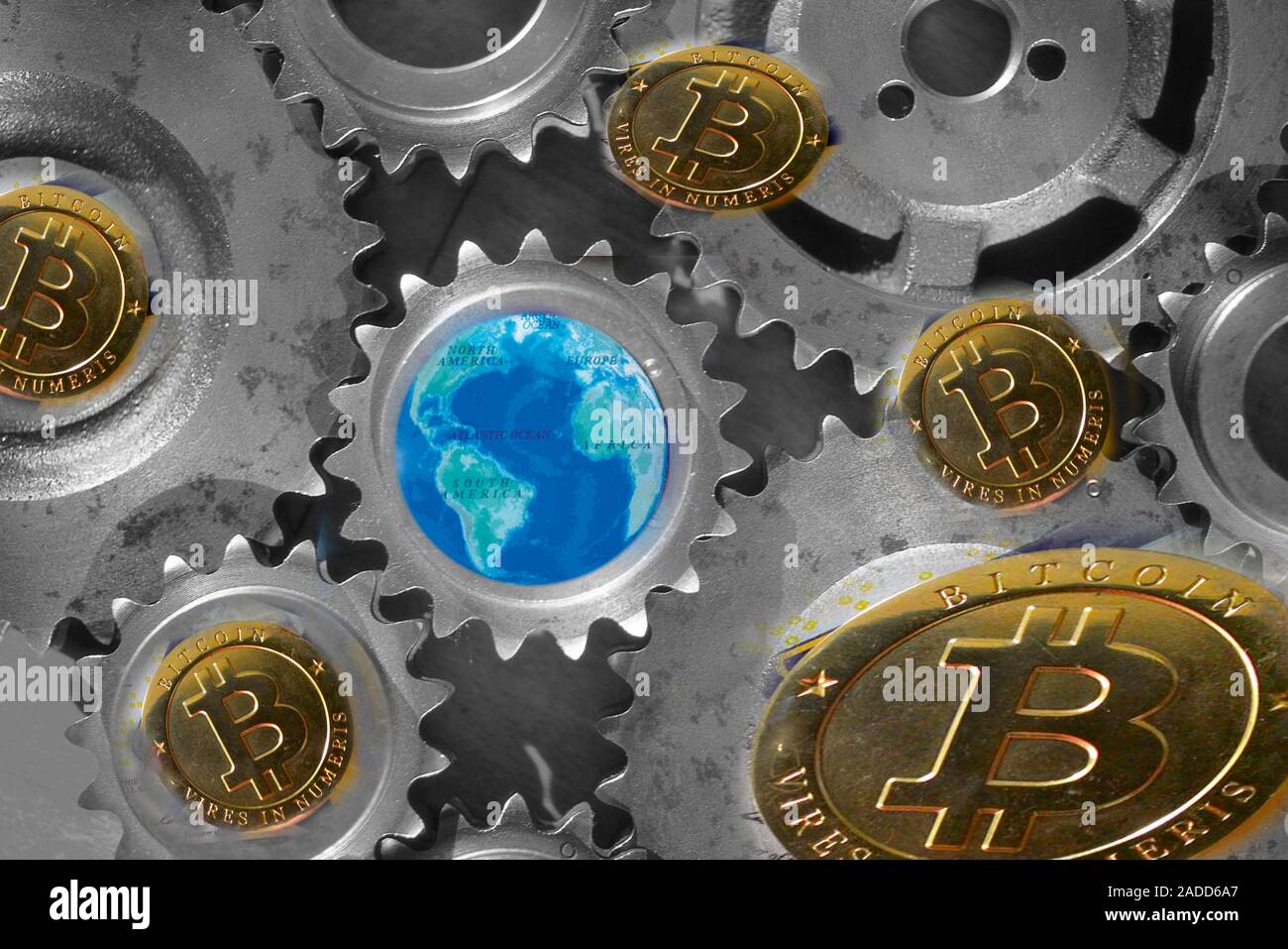 Blockchain financial system, conceptual image. A blockchain is a ...