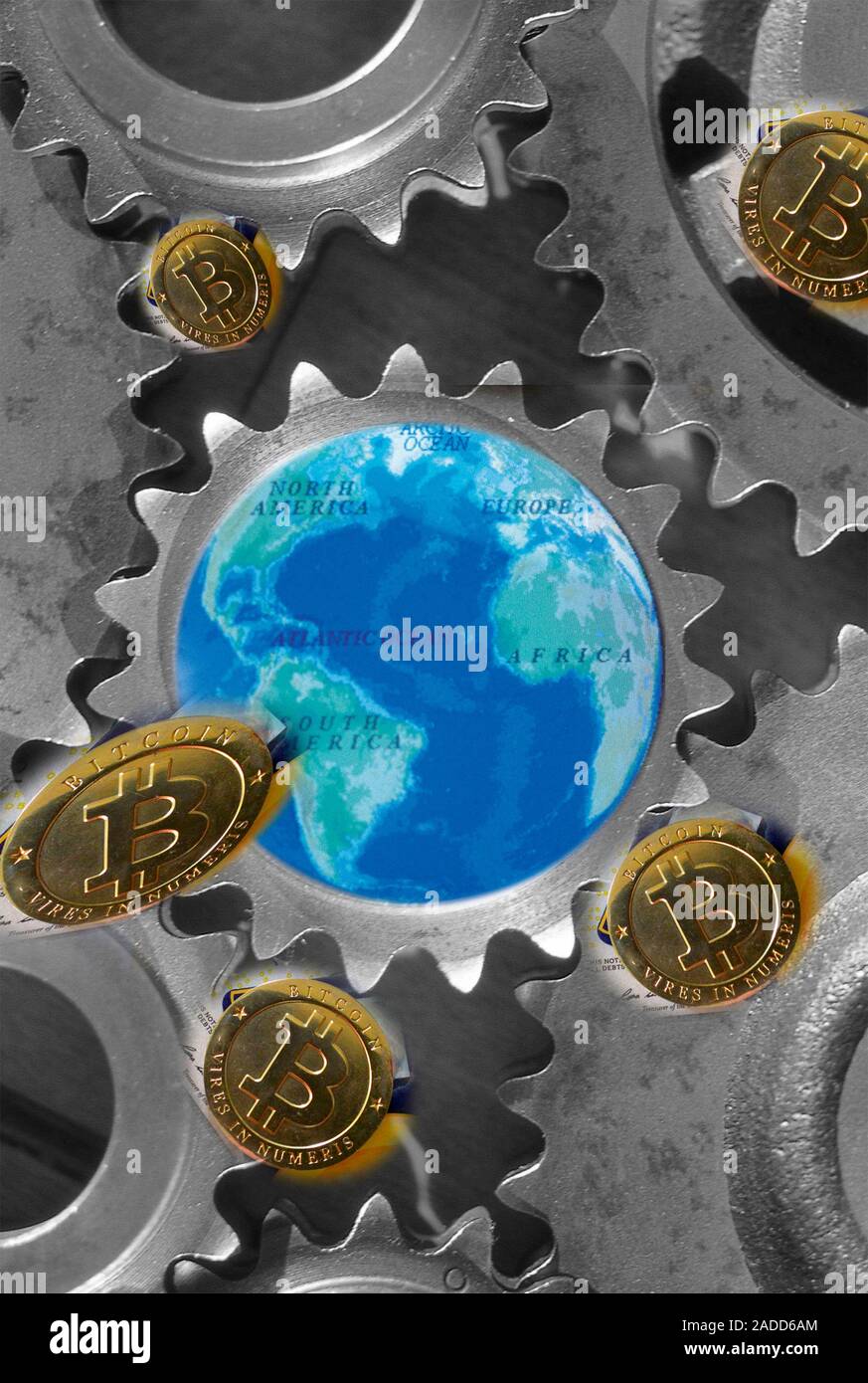 Blockchain financial system, conceptual image. A blockchain is a ...