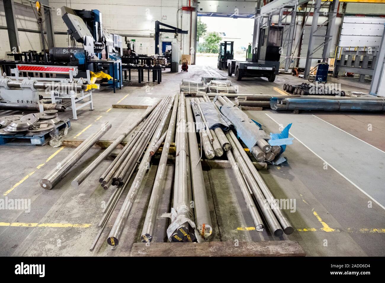 Metalworks. Finished high performance forged steel bars at a steelworks ...