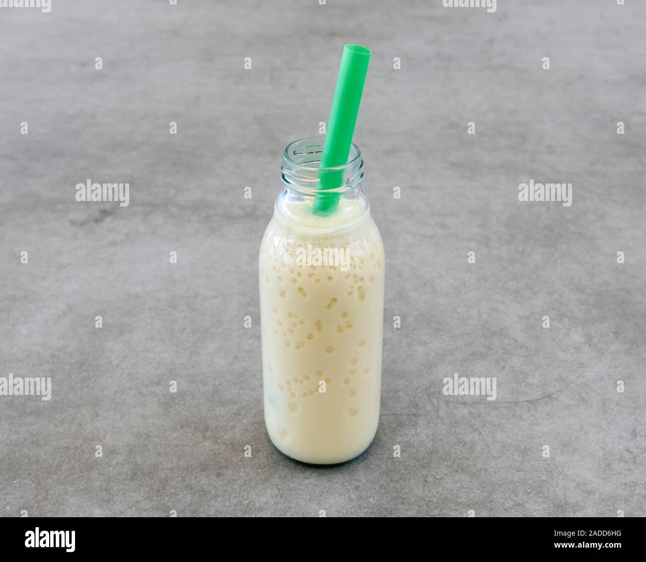 Prototype milk drink. Bottle of experimental fizzy milk being ...