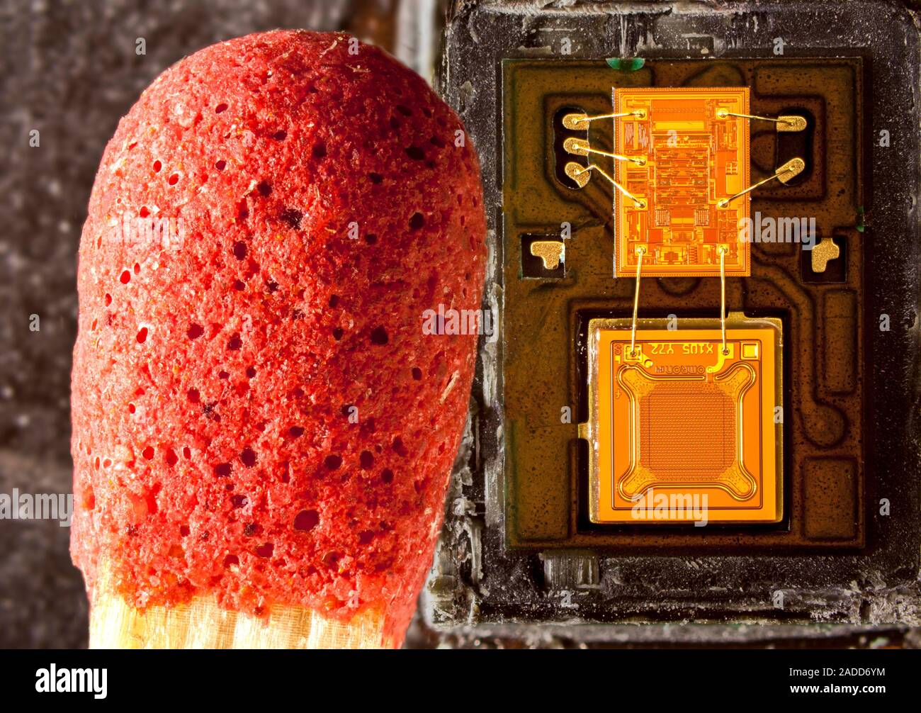 Light micrograph of a MEMS (MicroElectroMechanical System) microphone ...