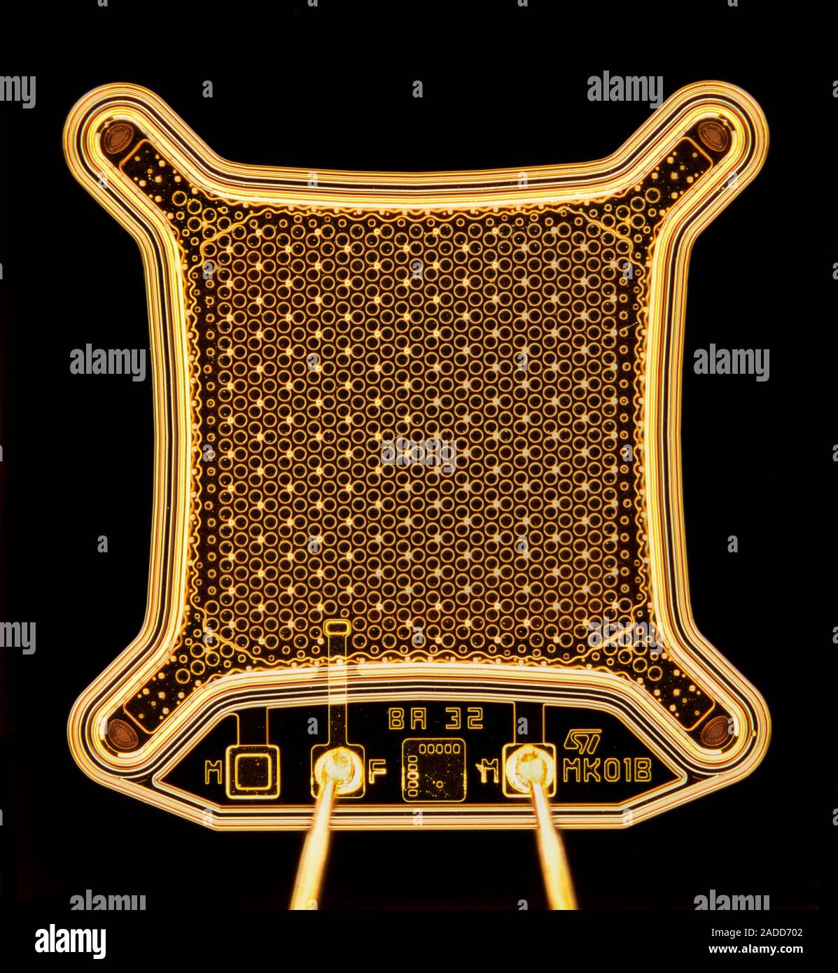 Light micrograph of a MEMS (MicroElectroMechanical System) microphone ...