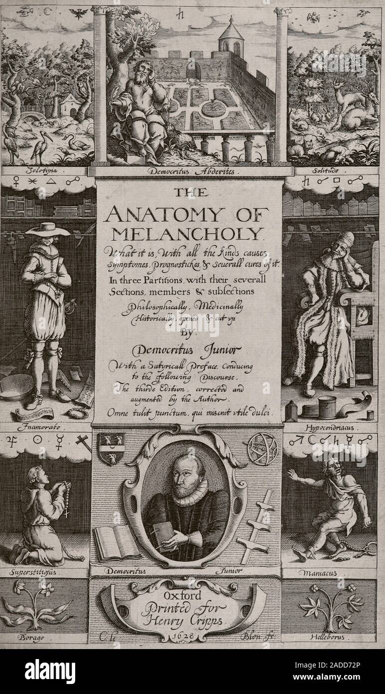 The Anatomy of Melancholy (1628). Frontispiece from the 1628 third ...