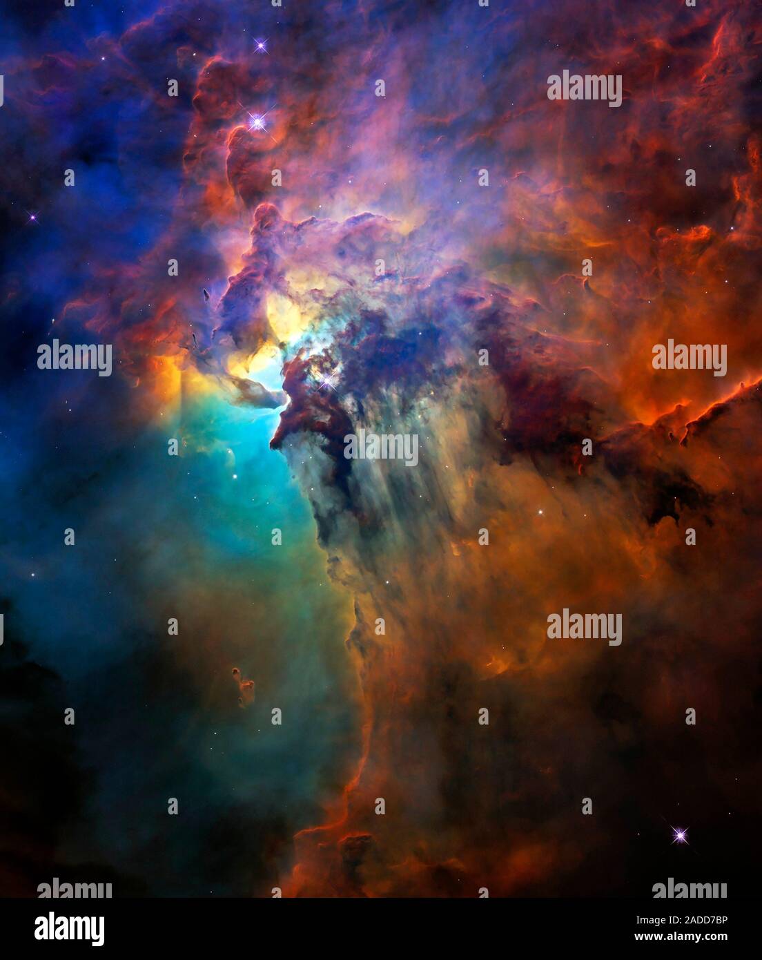 Lagoon nebula, Hubble Space Telescope image. This is an emission nebula ...