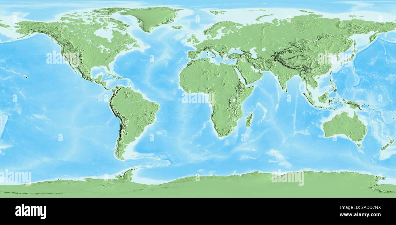 World's land and oceans, satellite map Stock Photo - Alamy