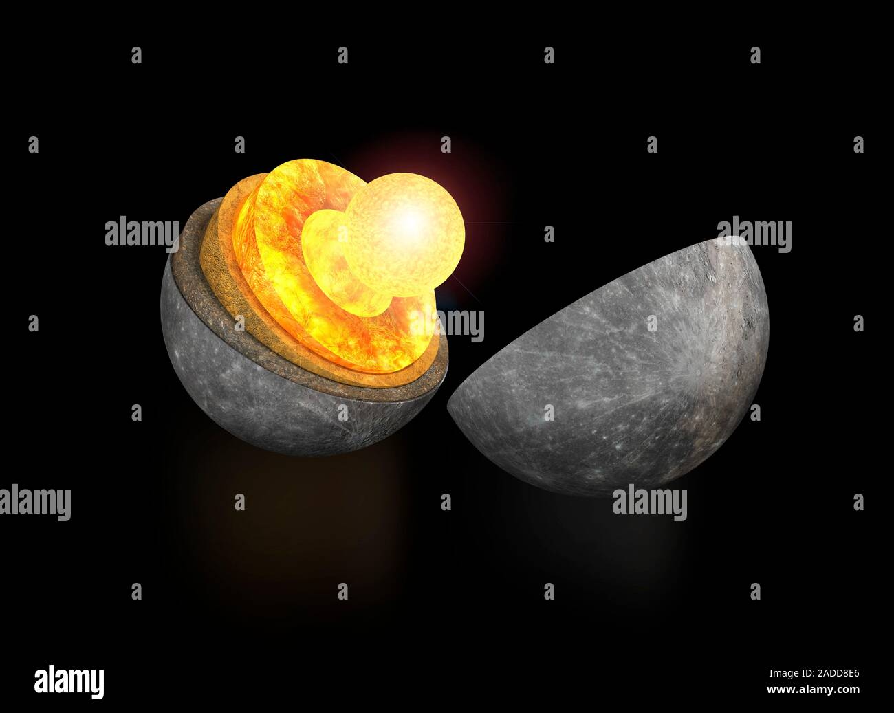 Cutaway illustration showing the internal structure of Mercury, the ...