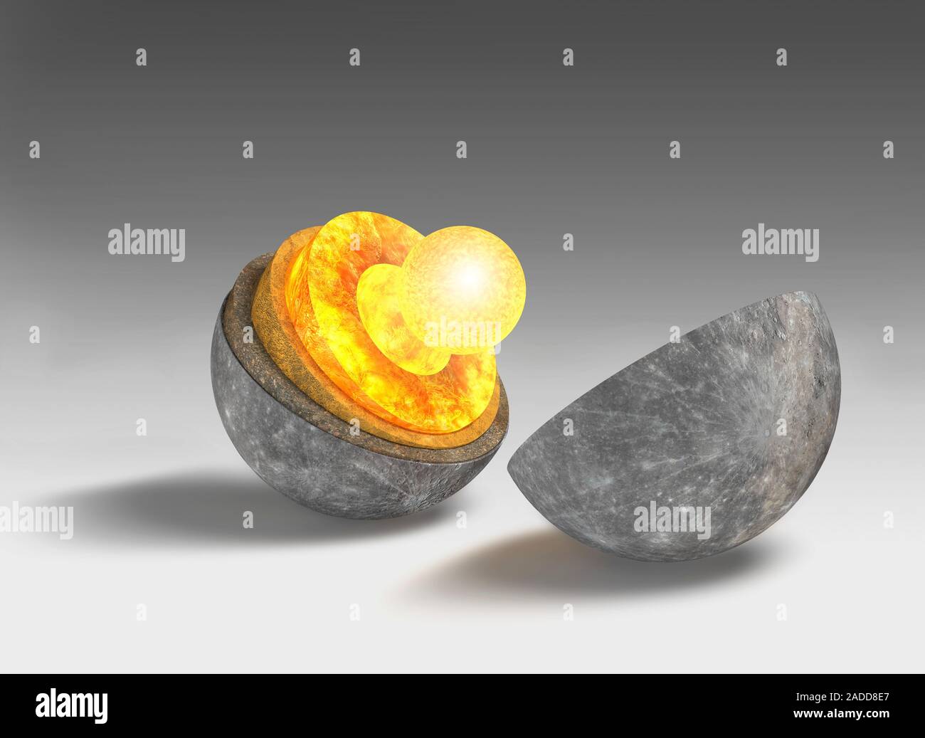Cutaway illustration showing the internal structure of Mercury, the ...