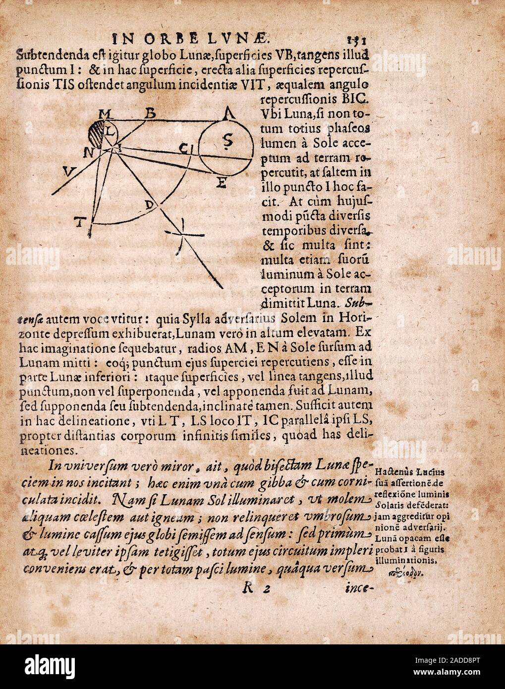 Page from Kepler's 'Somnium' novel, 1634, with a diagram showing a ...