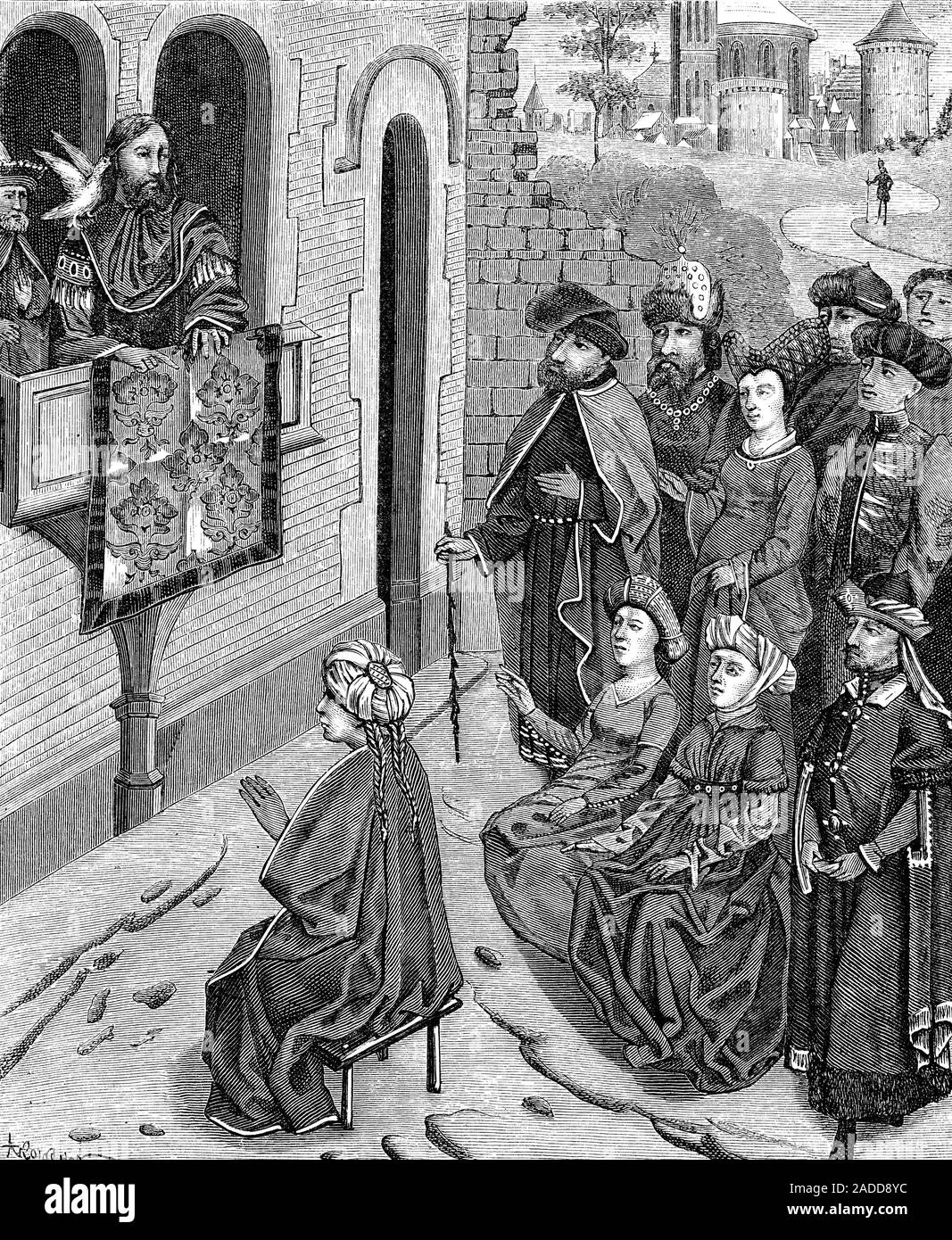Expulsion of the Jews in the Middle Ages, 1878 illustration. The ...