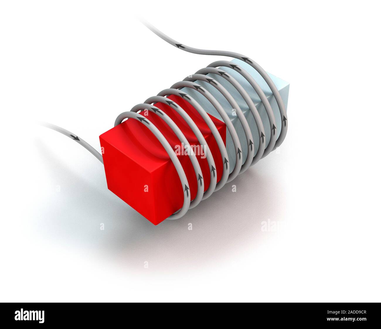 Electromagnetic coil and core. Illustration of an electrical wire ...