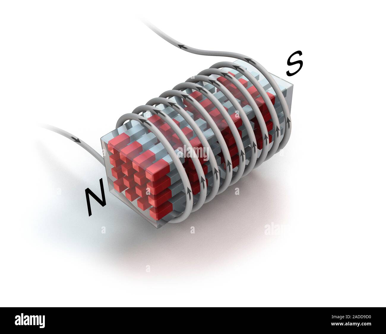Electromagnetic coil and core. Illustration of an electrical wire ...