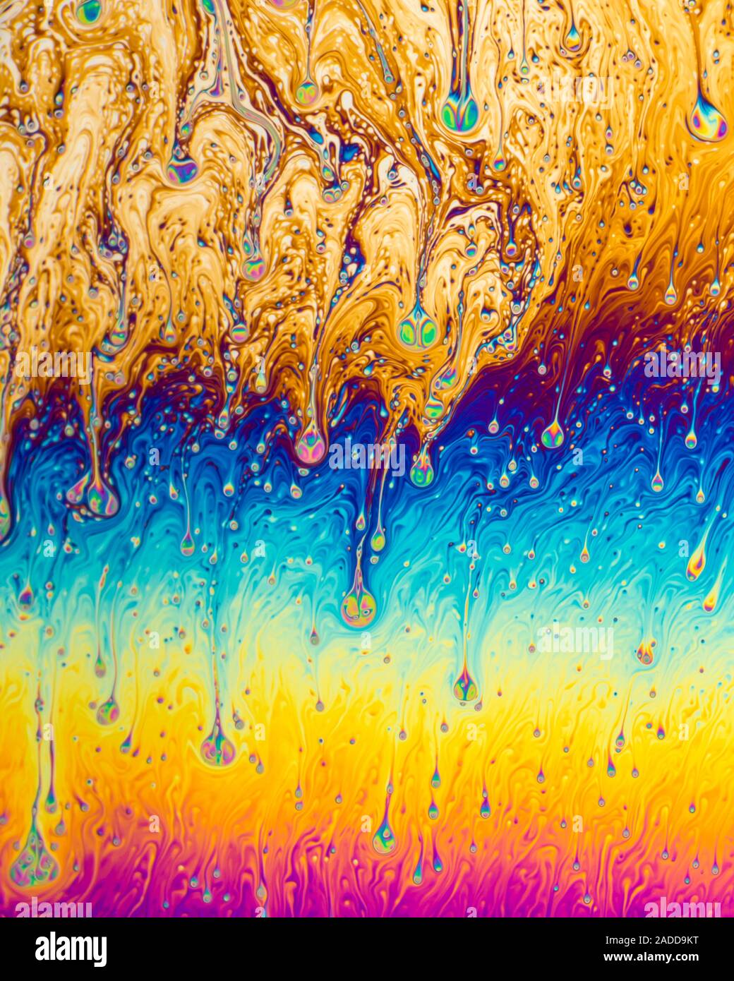 Close-up of the surface of a bubble of soap showing light interference ...