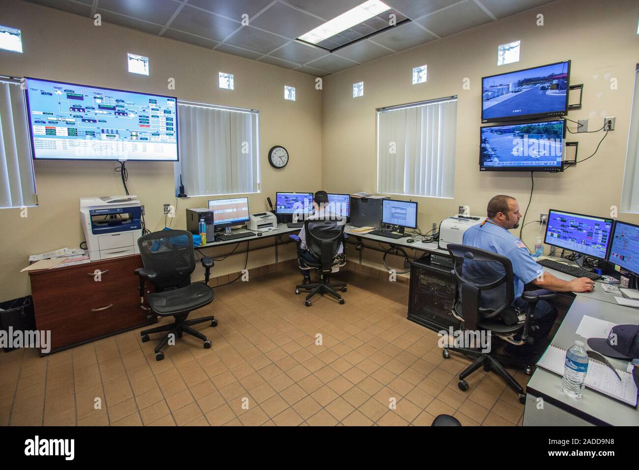 Control room at Leo J. Vander Lans Advanced Water Treatment Facility ...