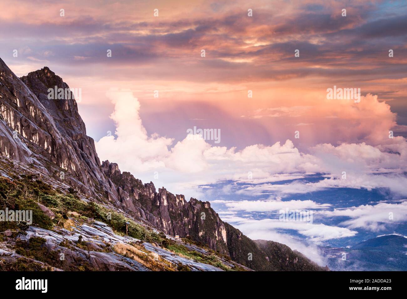 Mount Kinabalu. View from the Sayat-Sayat checkpoint on the slope to ...