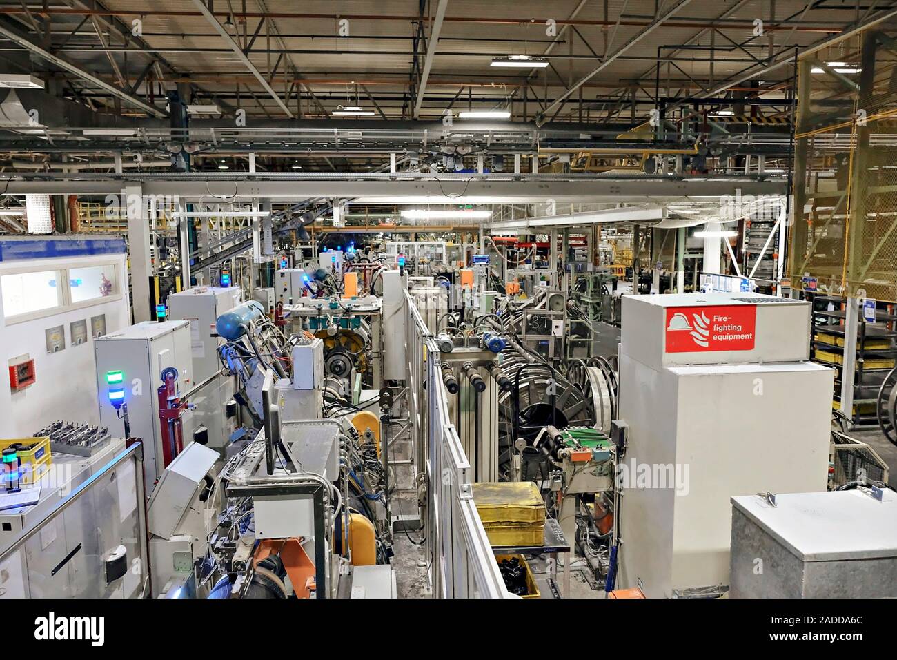 Tyre factory. View over the tyre building machines at a factory that ...