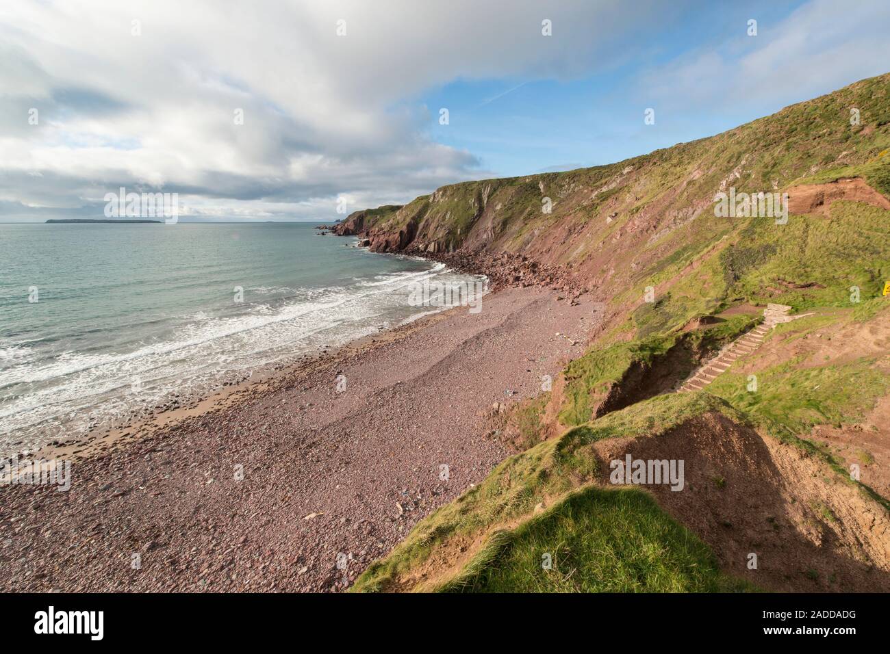 Devonian Old Red Sandstone cliffs at West Dale beach, Wales, UK Stock ...
