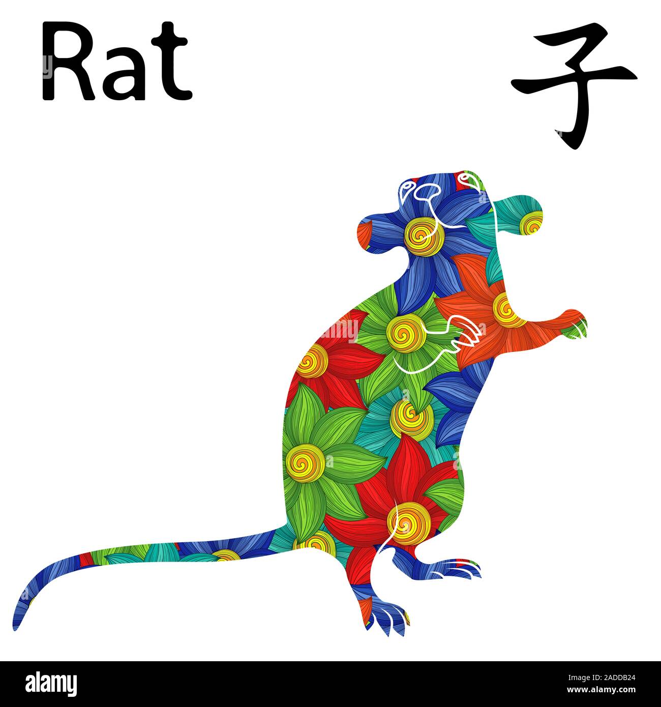 Chinese Sign Rat, symbol of New Year on the Eastern calendar, vector ...