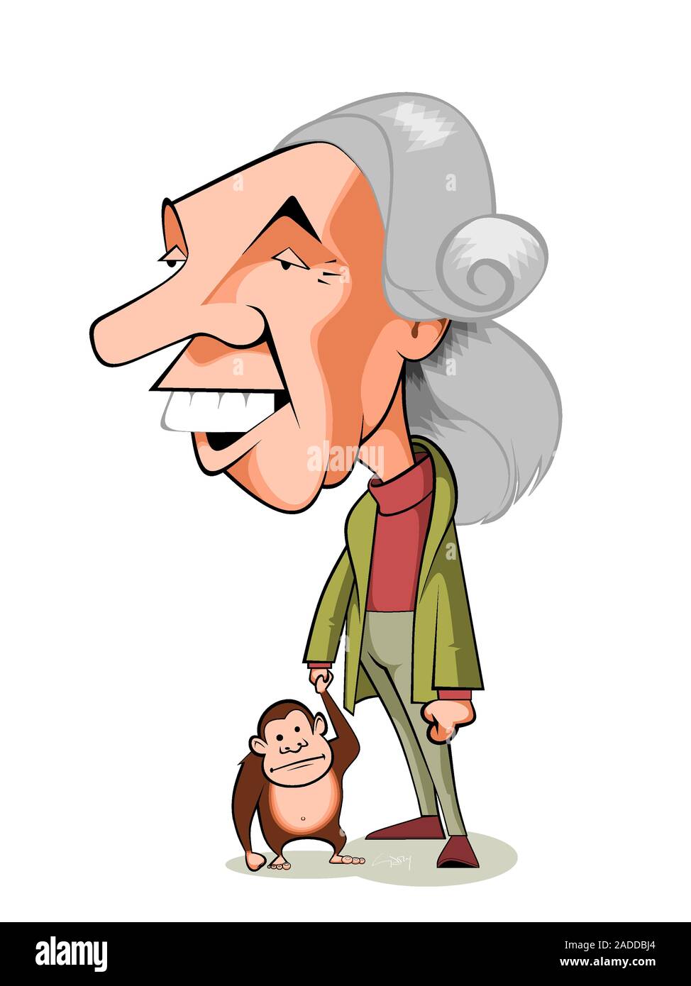 Caricature of the British primatologist and anthropologist Dame Jane ...
