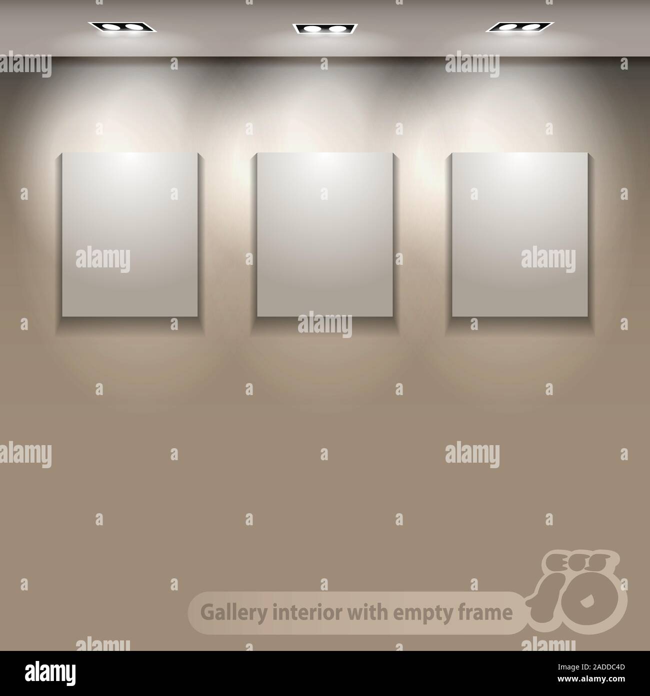 Gallery Interior With Brightly Lit Empty Frames On Wall - Vector Design Stock Vector Image & Art ...